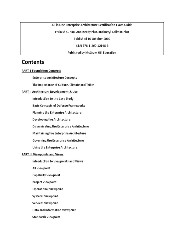 All in One Enterprise Architecture Certification Exam Guide | PDF