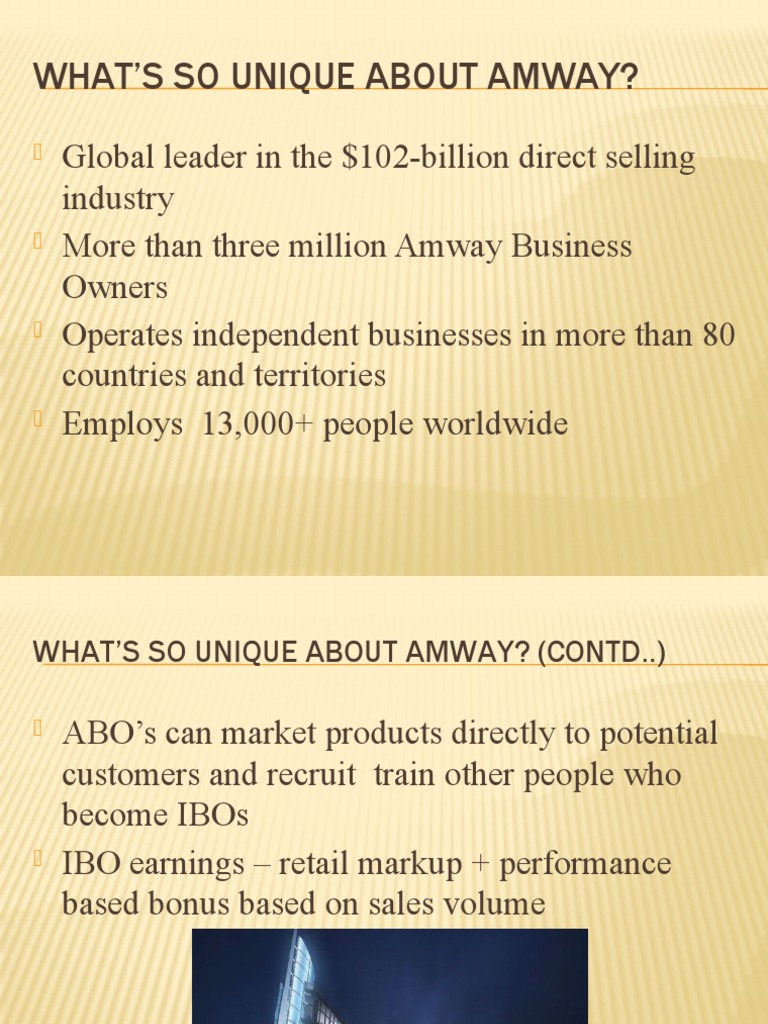 Unique Aspects of Amway's Business Model | PDF | Rebate (Marketing ...