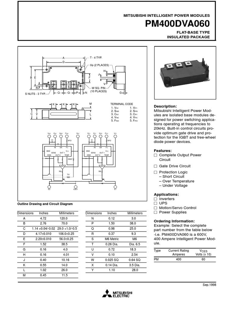 PM400DVA060: Mitsubishi Intelligent Power Modules | PDF | Power ...