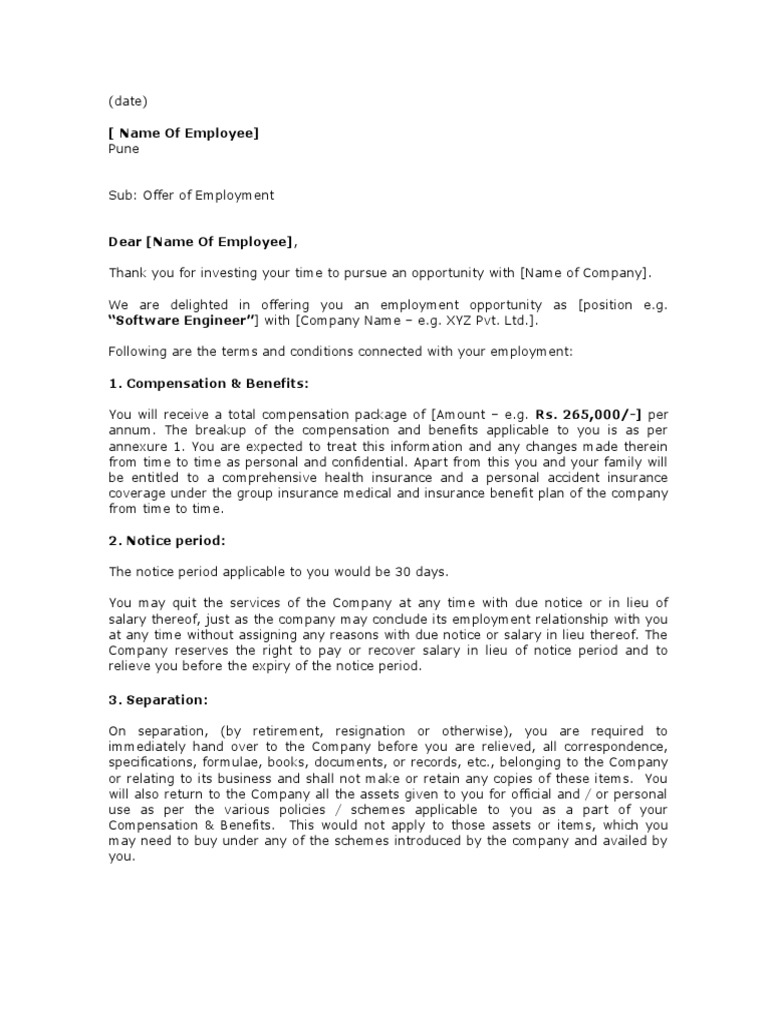 Letter of Employment | PDF | Employment | Insurance