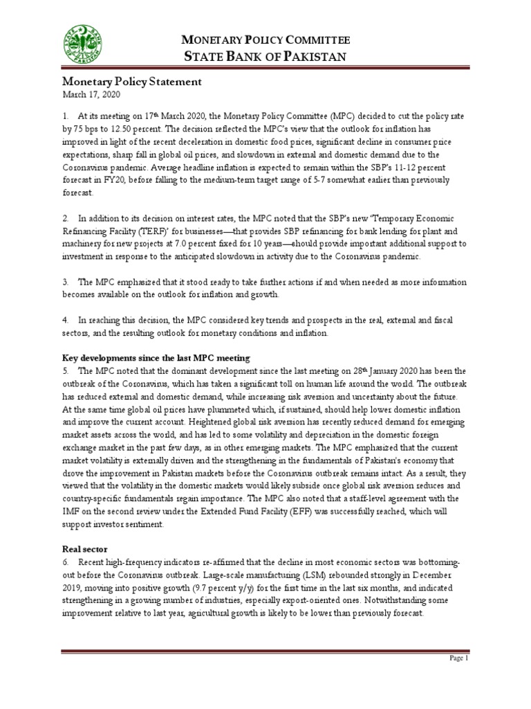 SBP Cuts Policy Rate by 75 Bps to 12.50% on Improved Inflation Outlook ...