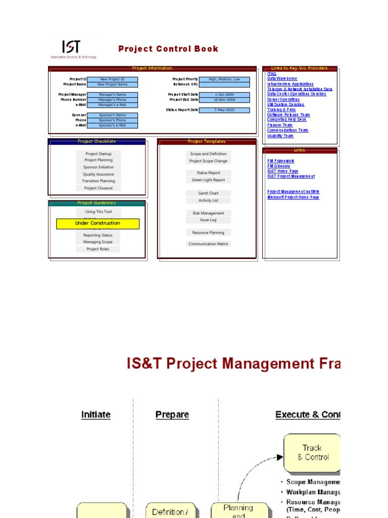 Project Control Book: Project Information Links To Key SVC Providers ...