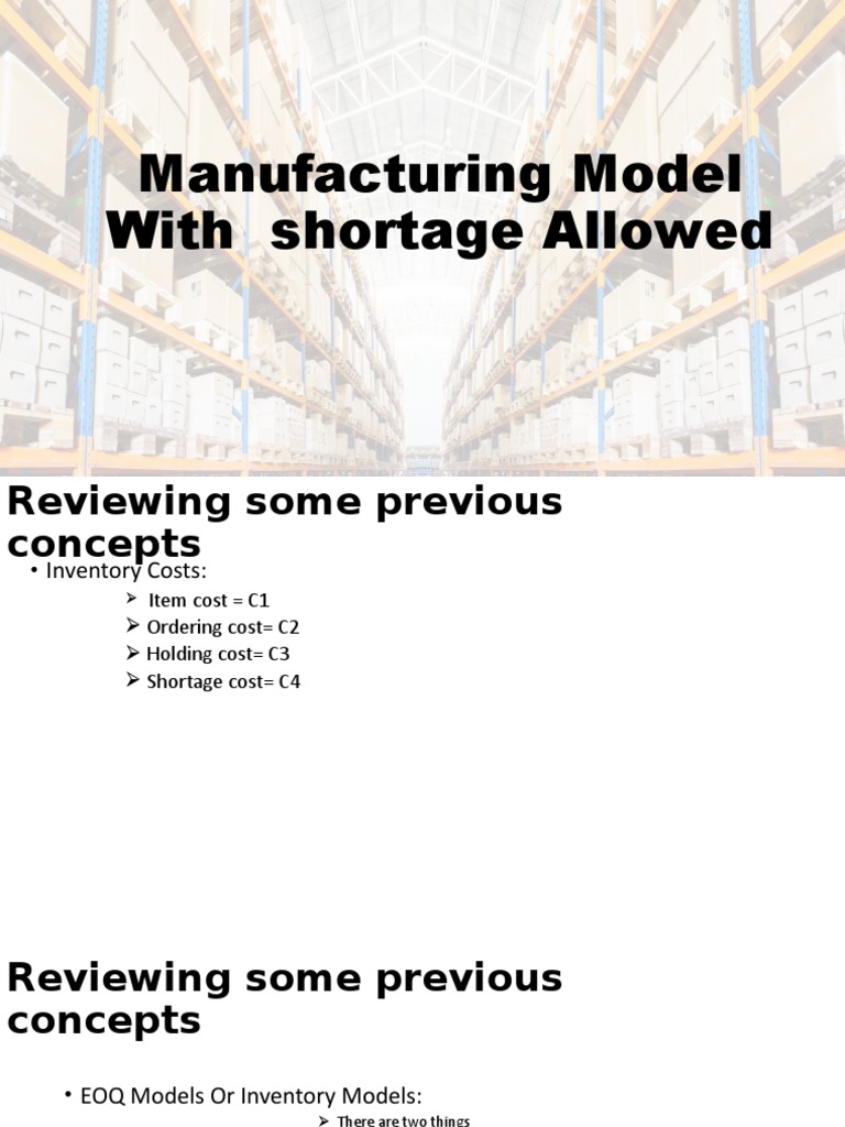 EOQ Model with Shortage Explained | PDF | Art | Technology & Engineering