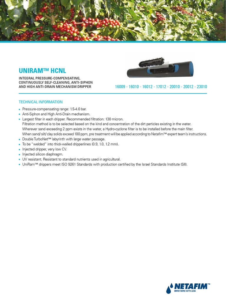 UniRam HCNL Technical Information | PDF | Filtration | Flow Measurement