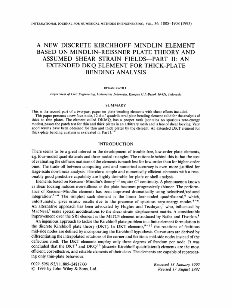 A New Discrete Kirchhoff-Mindlin Element Based On Mindlin-Reissner Plate Theory and Assumed ...