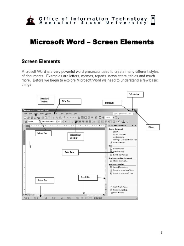 Microsoft Word 2016 Screen Elements | PDF | Page Layout | System Software