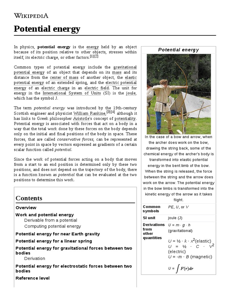Potential Energy Pdf Pdf Potential Energy Force