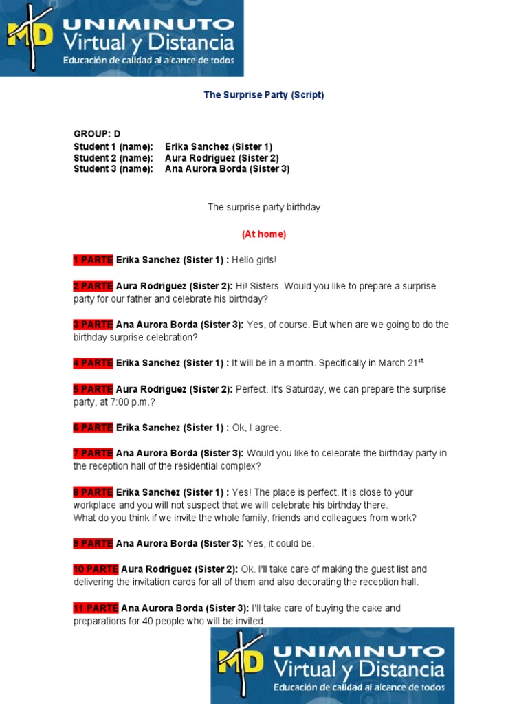 The Surprise Party Birthday Group D | PDF | Art