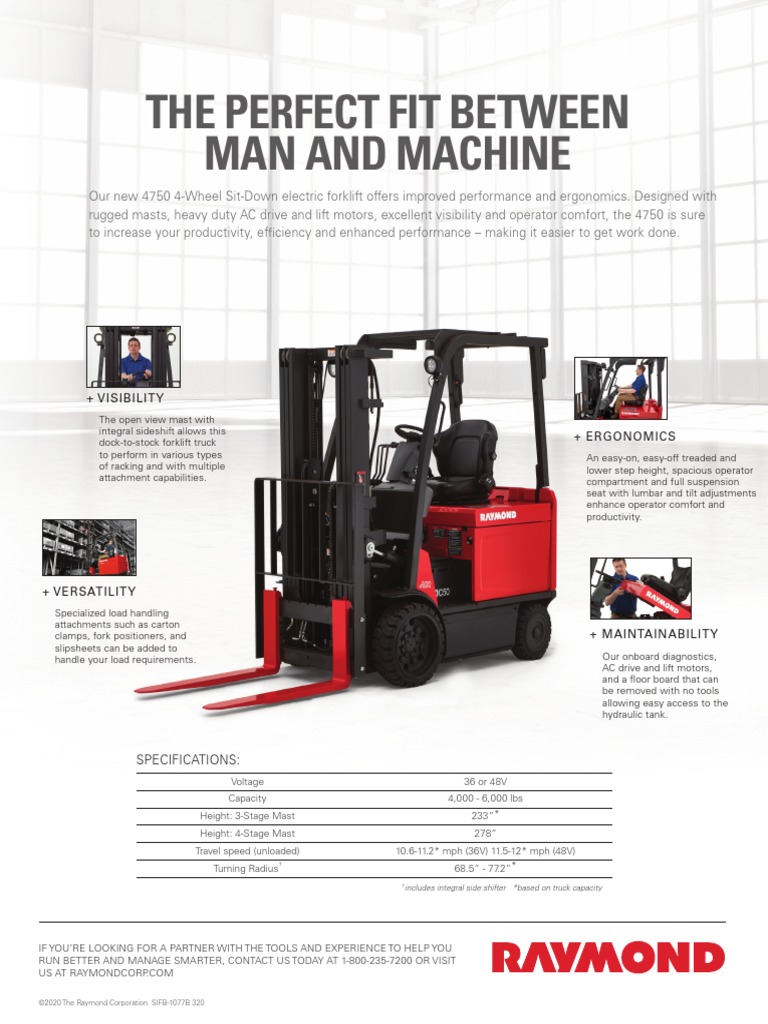 Raymond 4750 Sit Down Counterbalanced Sell Sheet | PDF | Elevator ...
