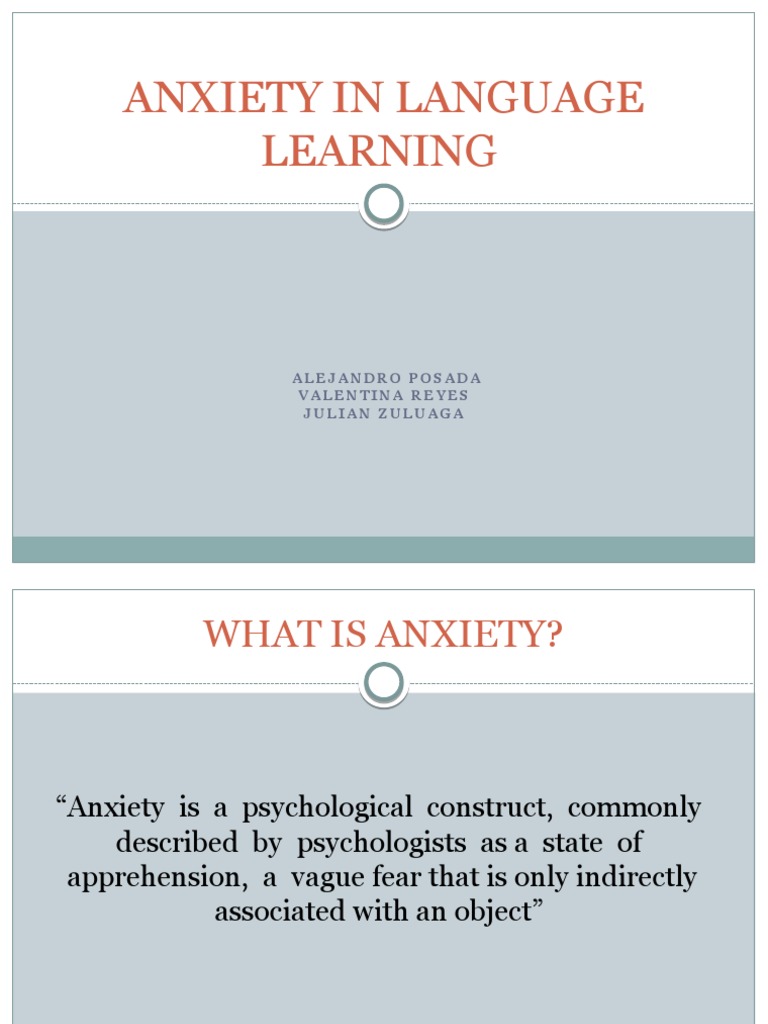Anxiety in Language Learning | PDF | Anxiety | Id