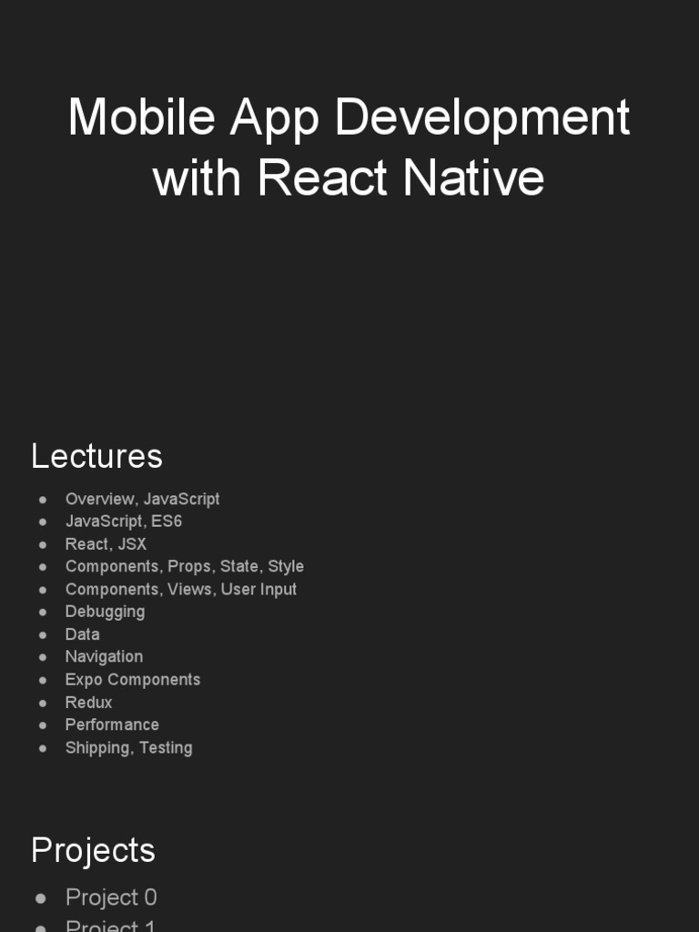 Mobile App Development With React Native Pdf Scope Computer Science Java Script