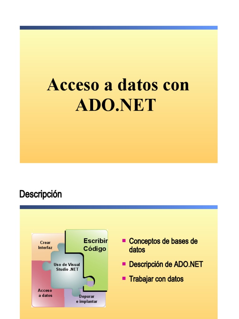 Acceso A Datos en Visual Basic .NET Con | PDF | Active X Data Objects | SQL