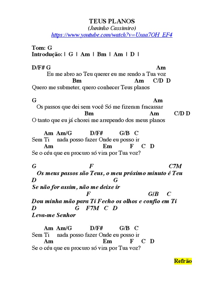 TEUS PLANOS - Juninho Cassimiro PDF | PDF