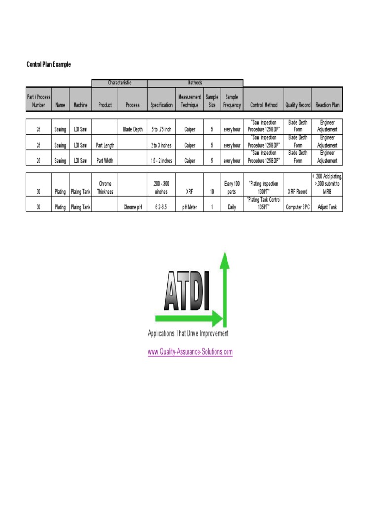 Control Plan Example: Applications That Drive Improvement | PDF | Nature