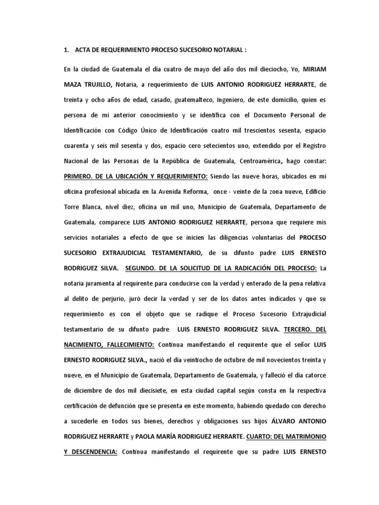 Acta de Requerimiento Proceso Sucesorio Notarial | PDF | Justicia ... Acta de Requerimiento Proceso Sucesorio Notarial | PDF | Justicia ...