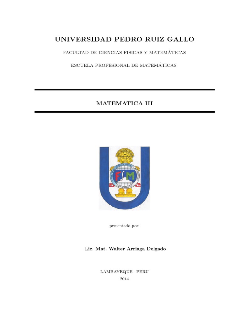 Matematica Iii Pdf Pdf Cálculo Vectorial Objetos Matemáticos