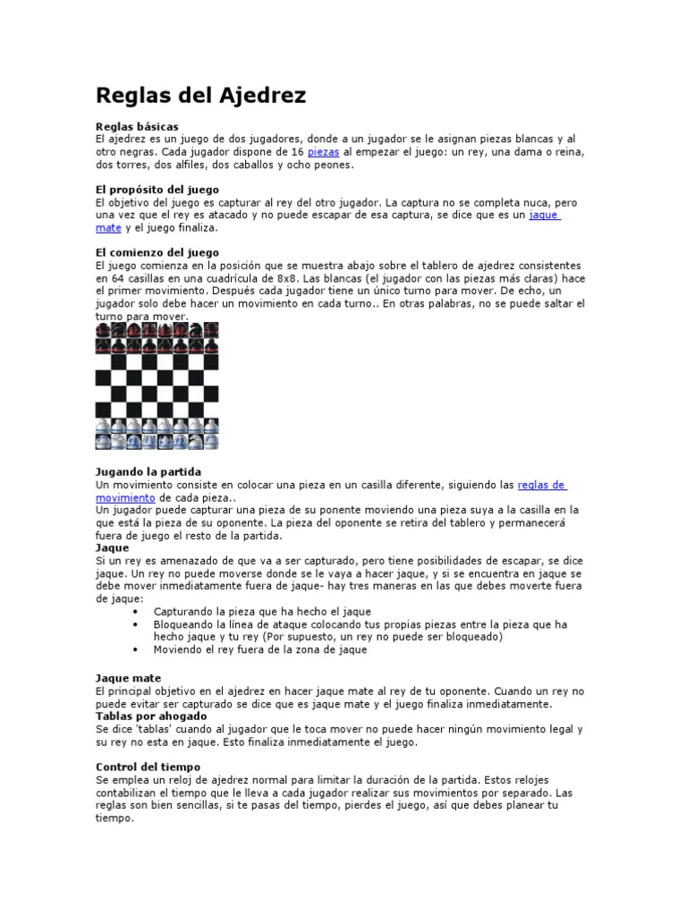 Reglas Del Ajedrez | PDF | Ajedrez | Juego de azar