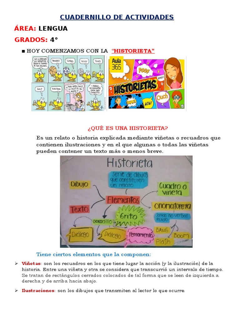 La Historieta Actividades | PDF | Cómics | Dibujos animados