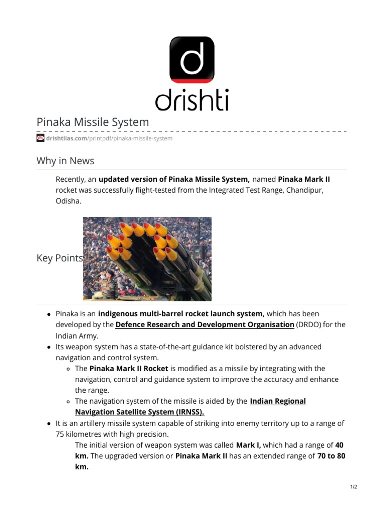 Pinaka Missile System PDF | PDF