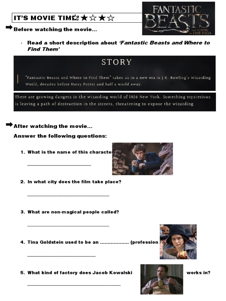 Fantastic Beasts Worksheet | PDF | Young Adult