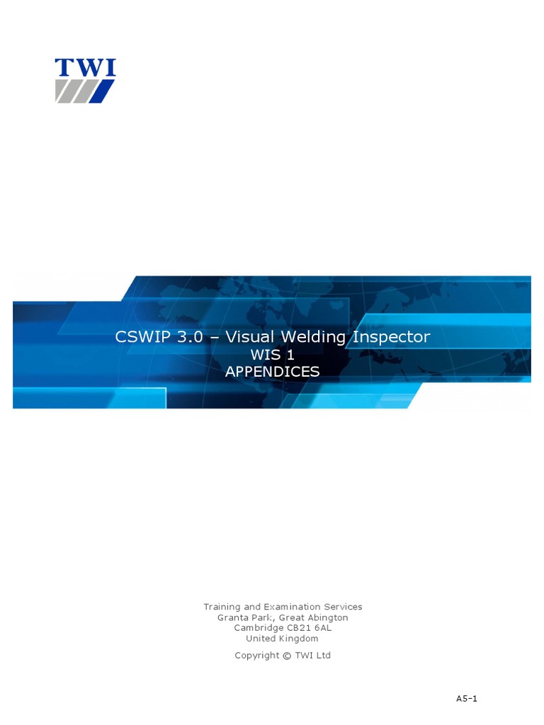 CSWIP 3.0 - Appendices PDF | PDF | Welding | Construction
