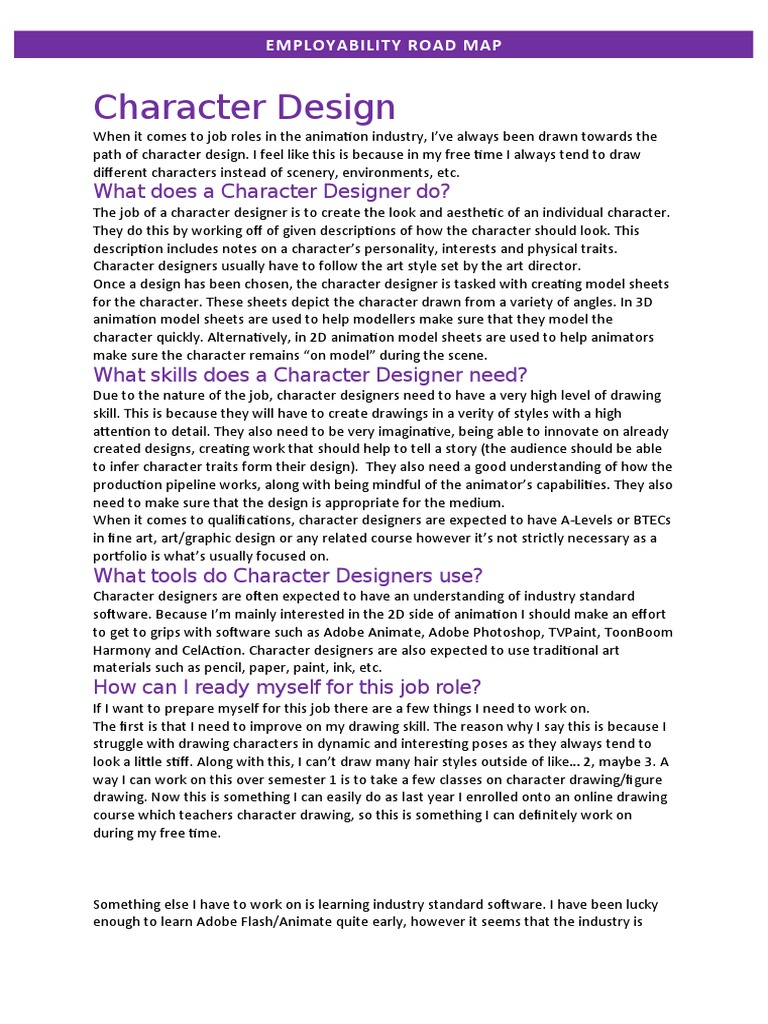 Character Design Essay | PDF | Animation | Design