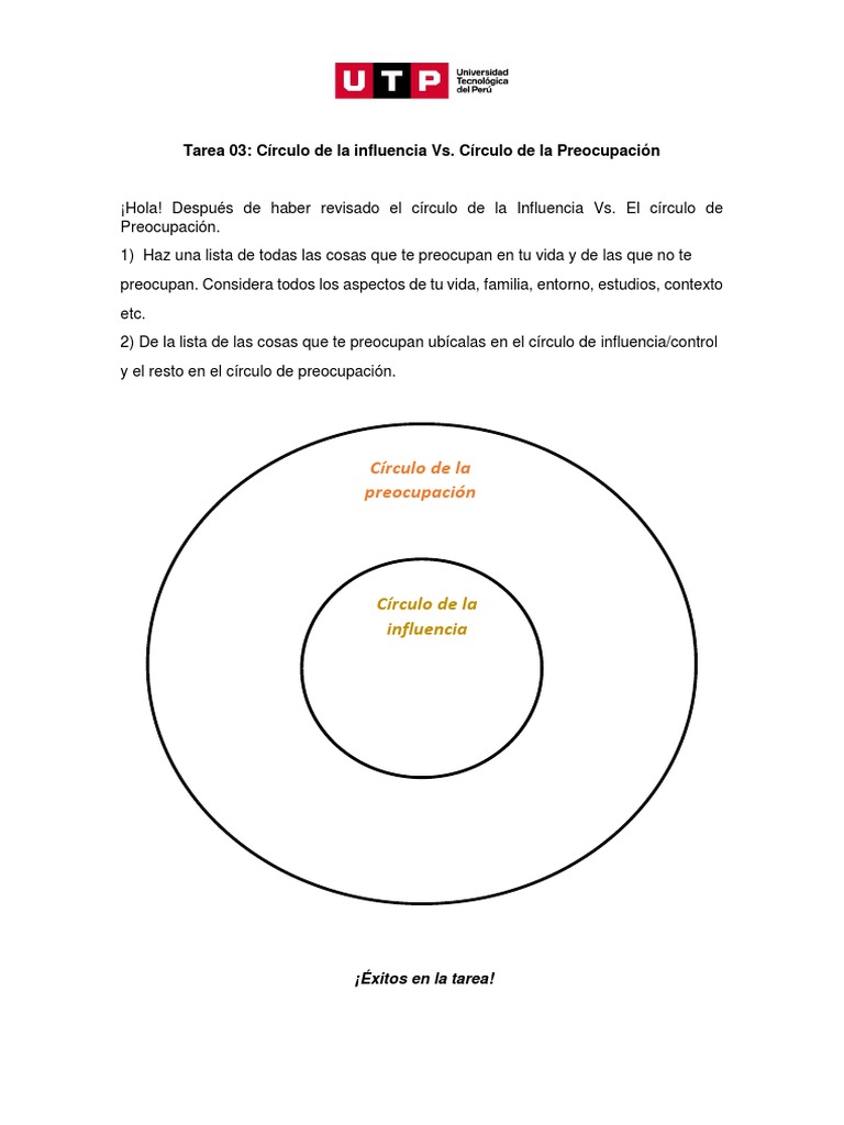 Tarea 03 Círculo de La Influencia vs. Círculo de La Preocupación | PDF ...