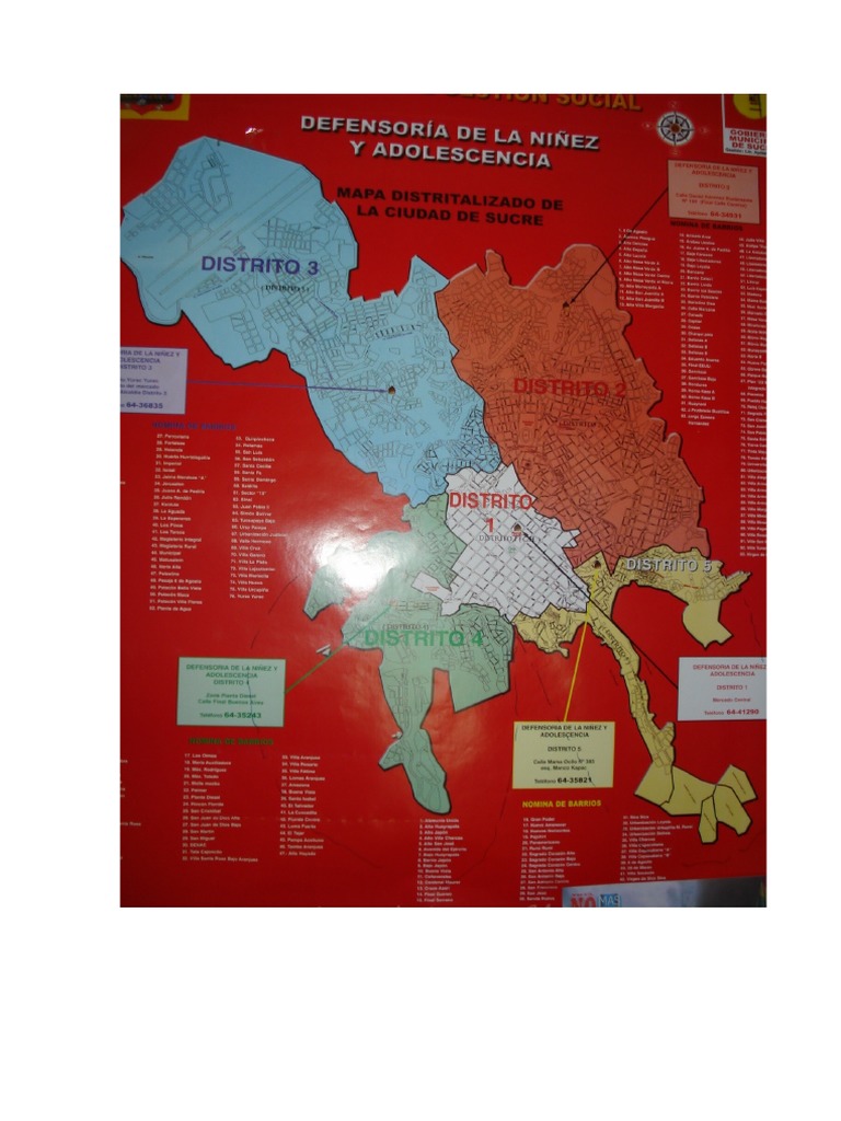Mapa Distrital Sucre Bolivia Con Barrios | PDF