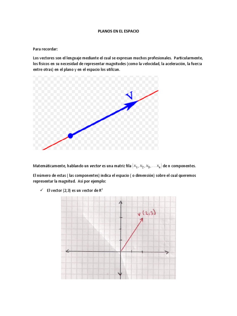 Vectores y Planos en el Espacio | PDF | Vector Euclidiano | Geometria ...