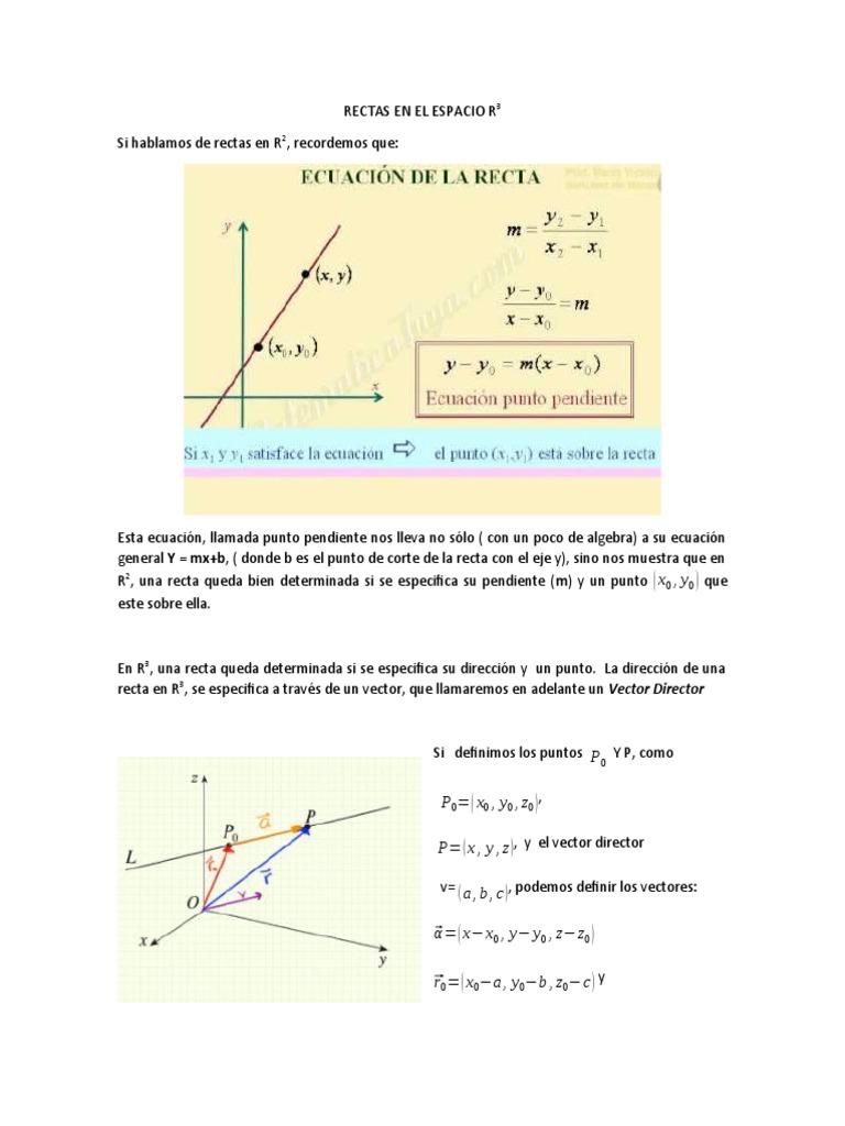 RECTAS EN EL ESPACIO R3 w21 | PDF | Línea (geometría) | Vector Euclidiano
