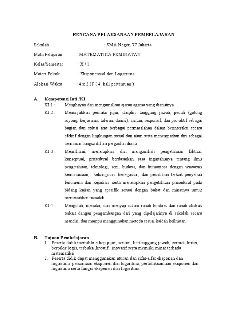 RPP MTK Kelas X | PDF
