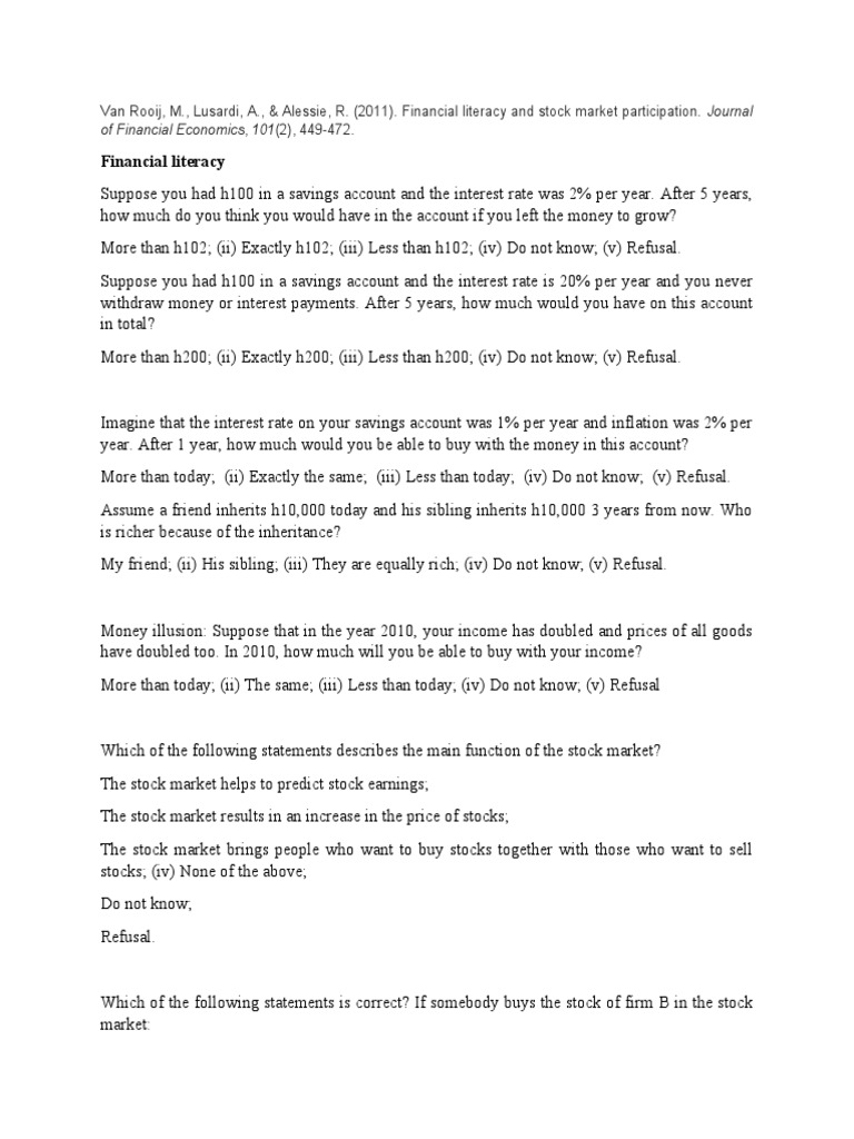 Financial Literacy | PDF | Bonds (Finance) | Mutual Funds