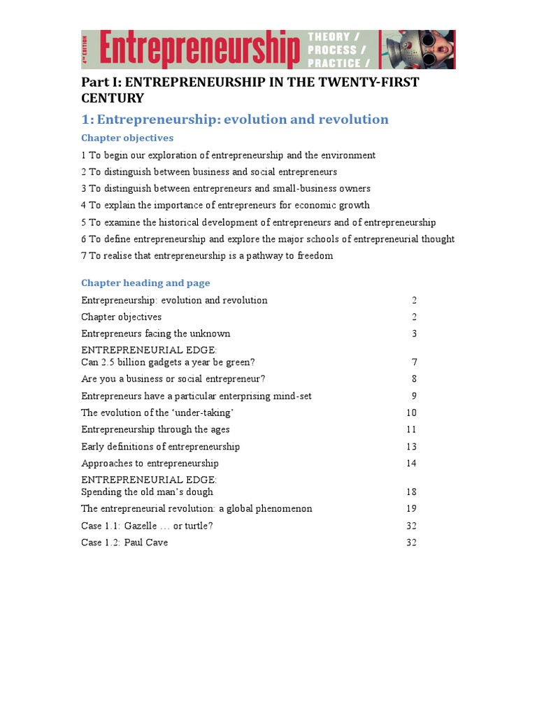 1: Entrepreneurship: Evolution and Revolution: Part I: Entrepreneurship ...