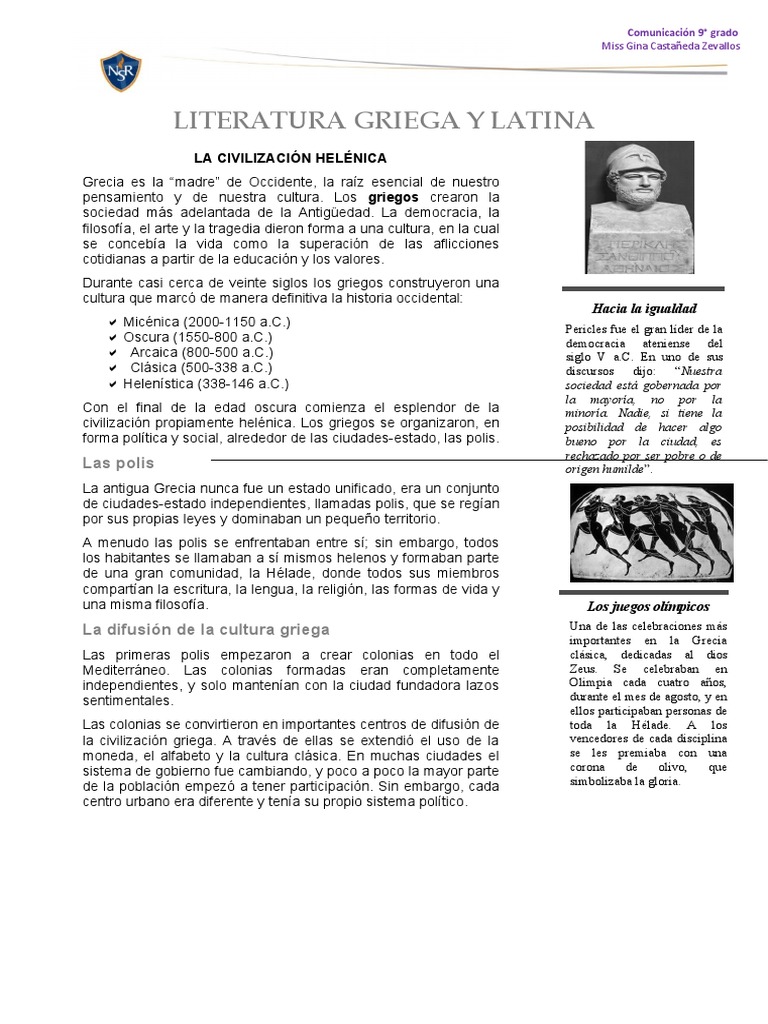 La Literatura Griega Y Latina Names Literatura Latina – Liceus