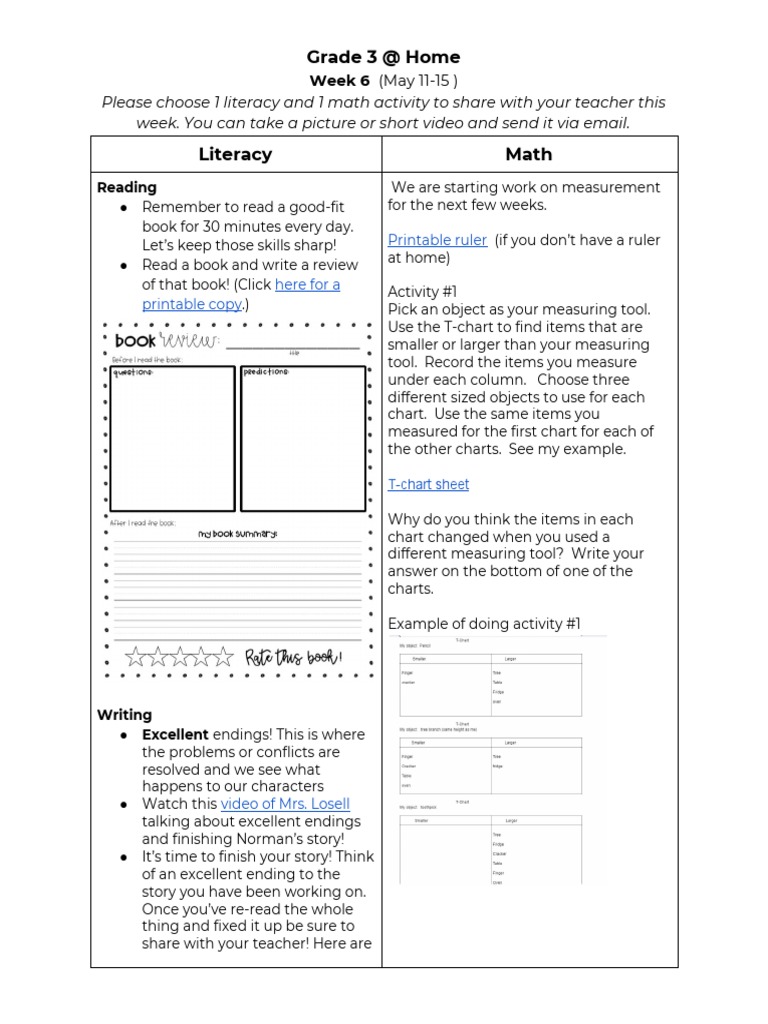 Week 6 - Grade 3 at Home | PDF | Worksheet | Cognition