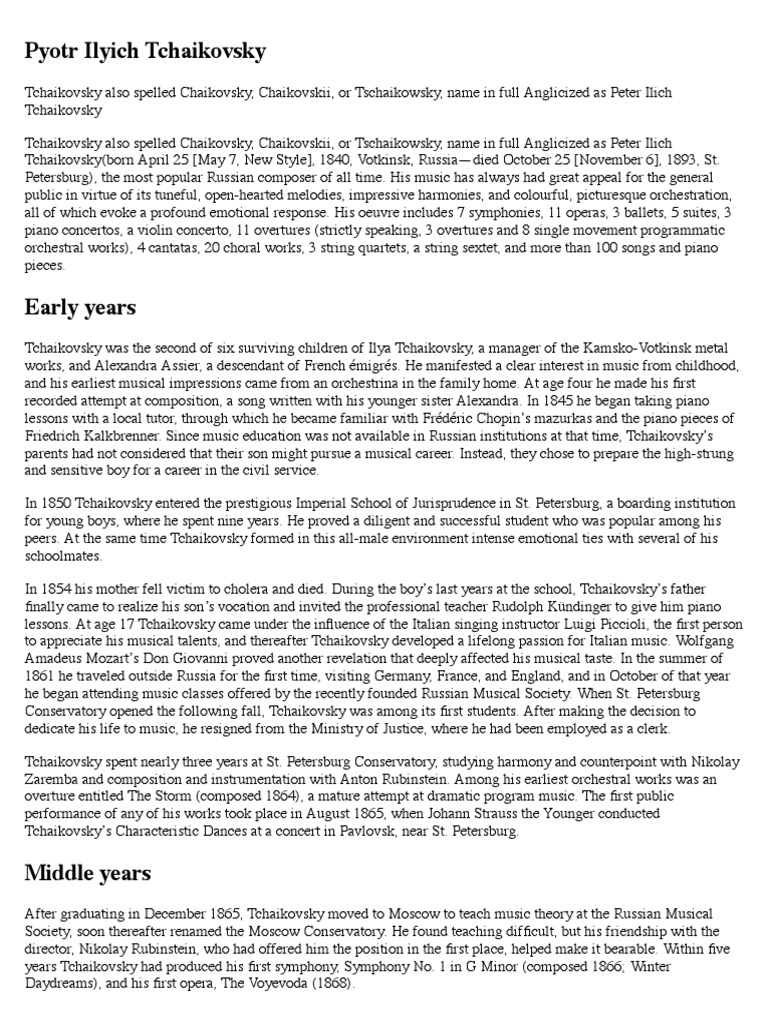 Tchaikovsky Britannica | PDF | Pyotr Ilyich Tchaikovsky | Chamber Music