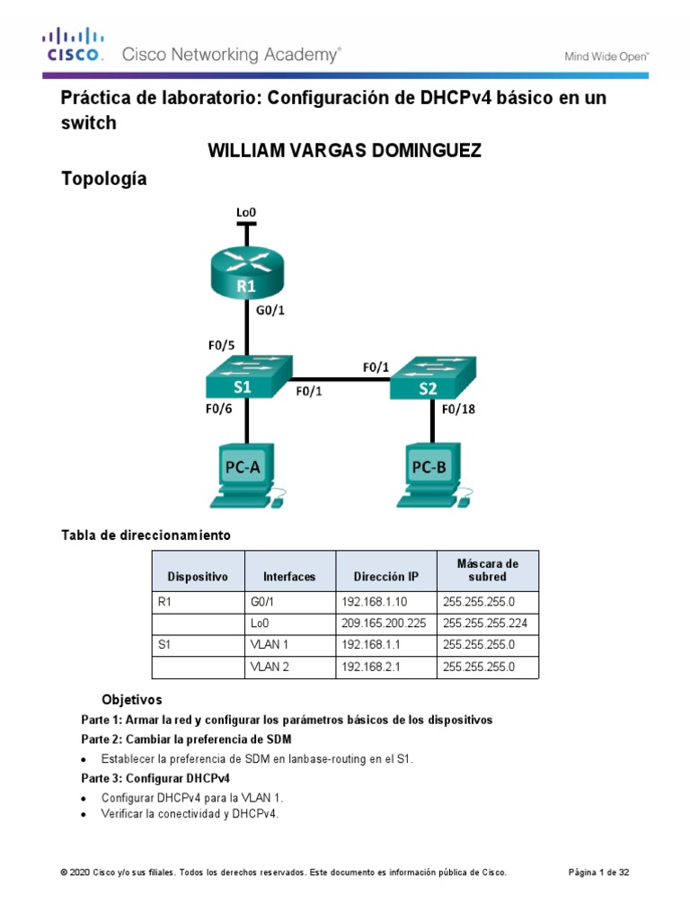 8.1.2.5 Lab - Configuring Basic DHCPv4 On A Switch - ILM | PDF | Dirección IP | Conmutador de red
