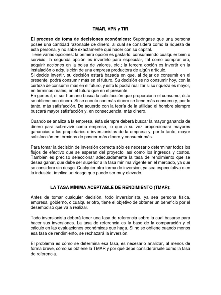 Guía de Inversión y TMAR | PDF | Tasa interna de retorno | Inflación