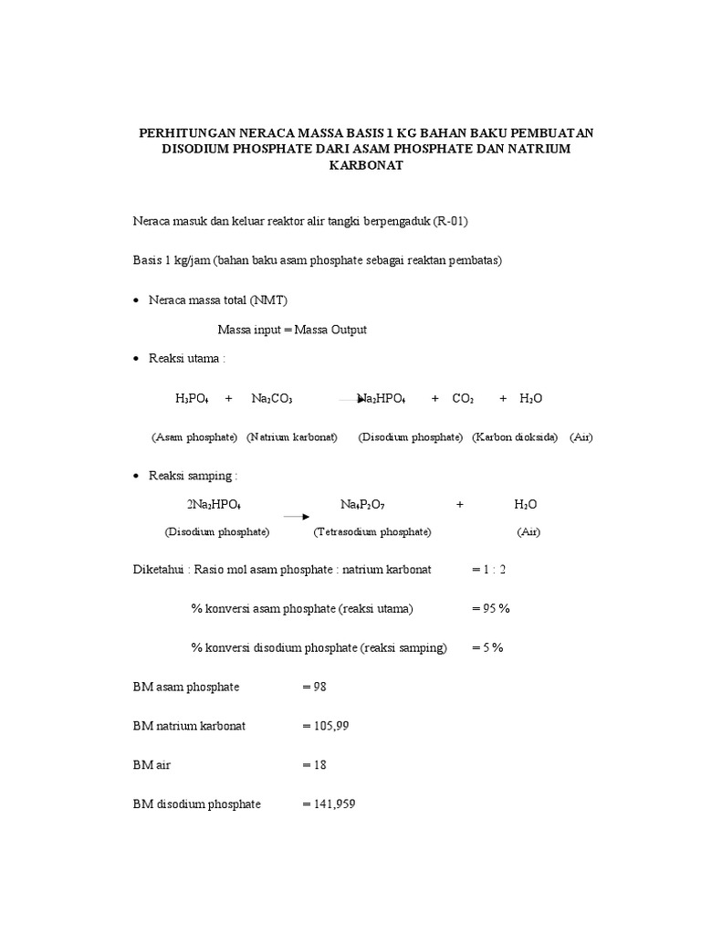 Neraca Massa Basis | PDF | Phosphorus | Chemical Compounds