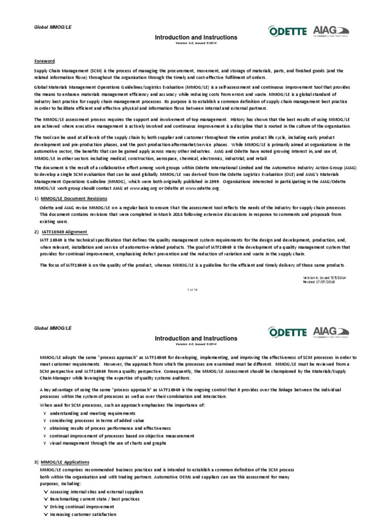 0 MMOG LE Introduction PDF | PDF | Supply Chain Management | Supply Chain