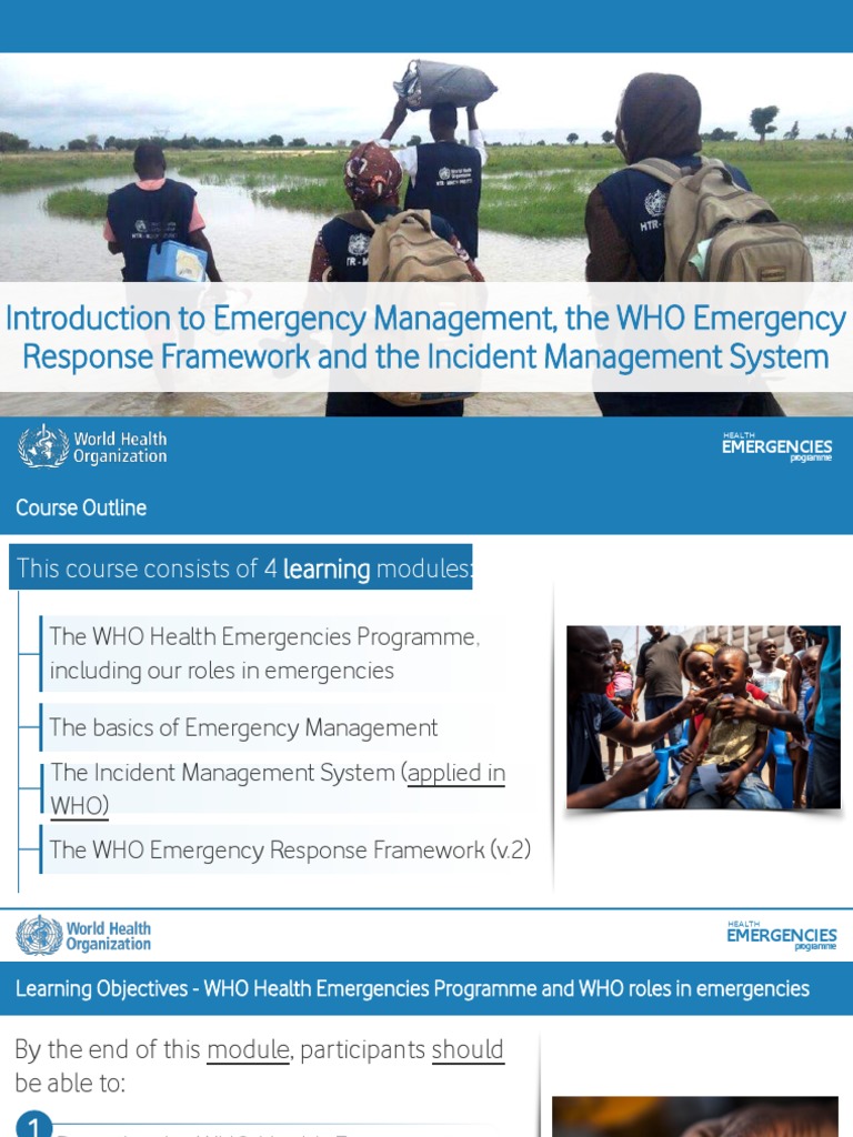 Introduction To Emergency Management, The WHO Emergency Response Framework and The Incident ...