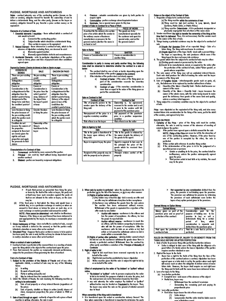 RFBT - Pledge, Mortgage Ans Antichresis | PDF | Auction | Offer And Acceptance