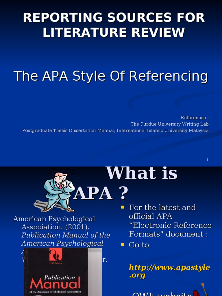 Documenting Sources for Literature Review: An Overview of APA ...