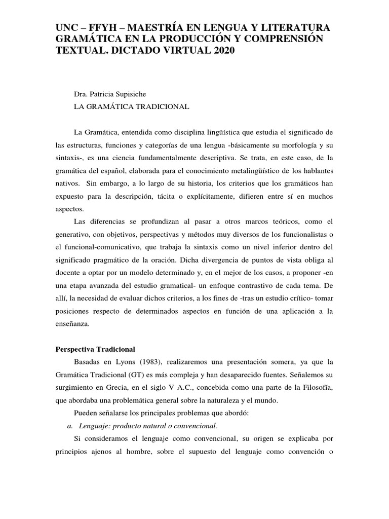 Gramática Tradicional Supisiche | PDF | Verbo | Lingüística