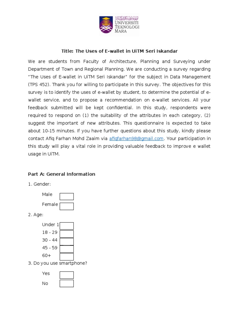 Title: The Uses of E-Wallet in Uitm Seri Iskandar | PDF | Business
