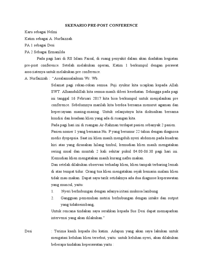 Skenario Pre Post Conference | PDF