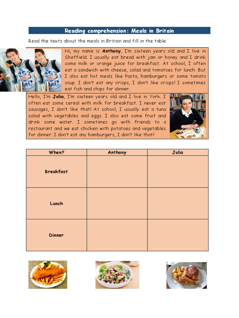 Week 9.1 Food-And-Drinks-Reading Comprehension Exercise | Download Free ...