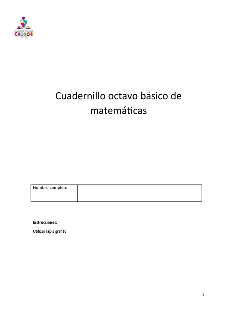 Cuadernillo Octavo Básico de Matemáticas2 | PDF | División (Matemáticas ...