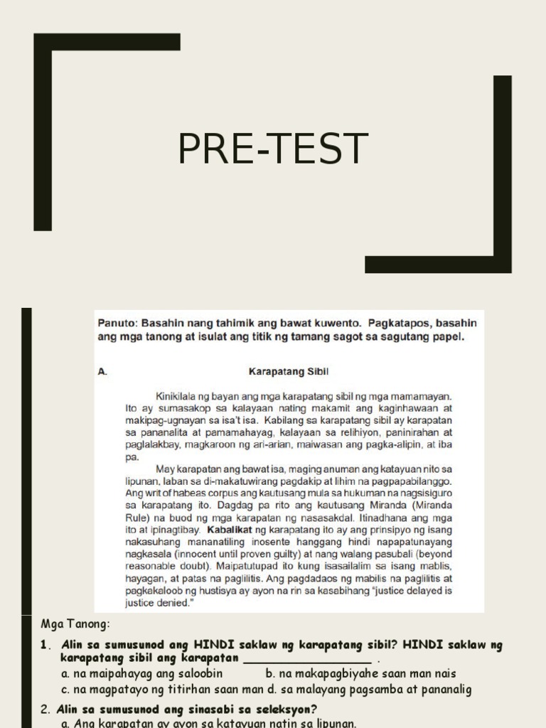 Pre Test | PDF