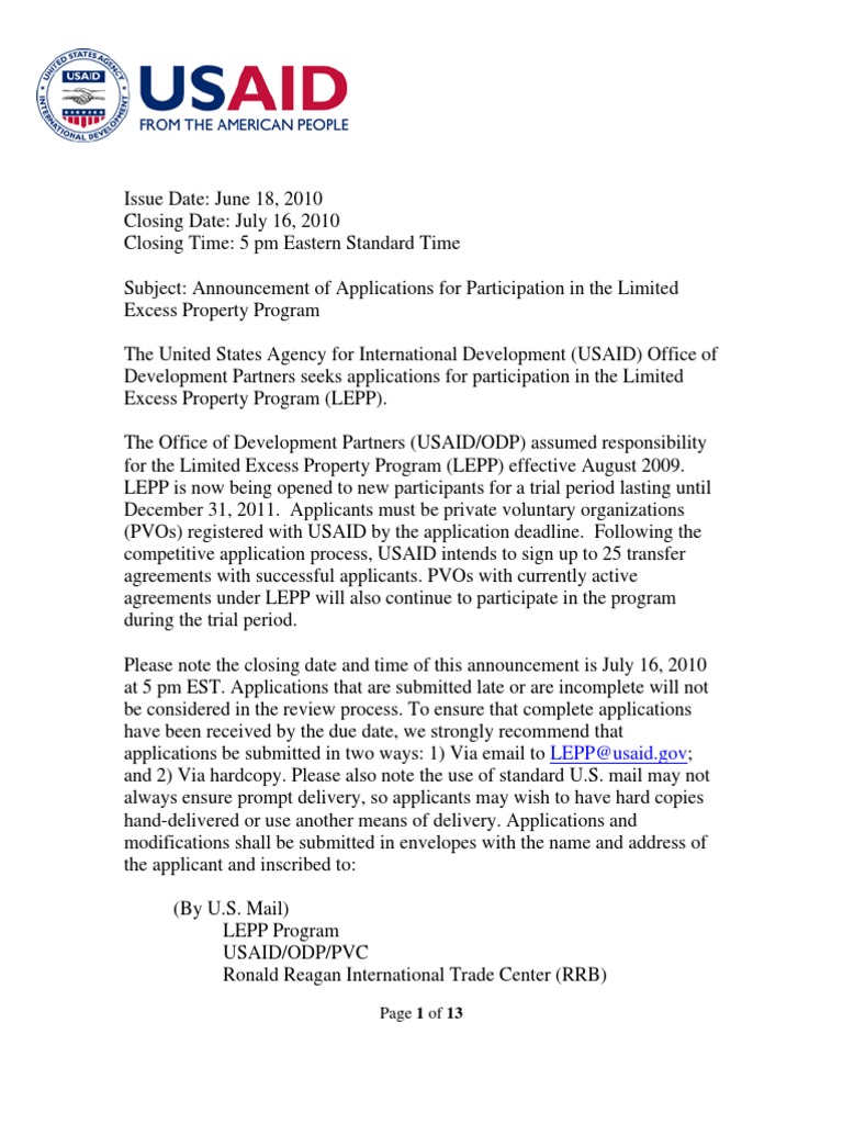 Peace Corps Small Project Assistance - Limited Excess Property Program ...